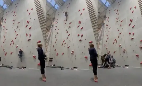 (VIDEO) Joven escalador sufre una aparatosa caída, al subir un muro sin ...